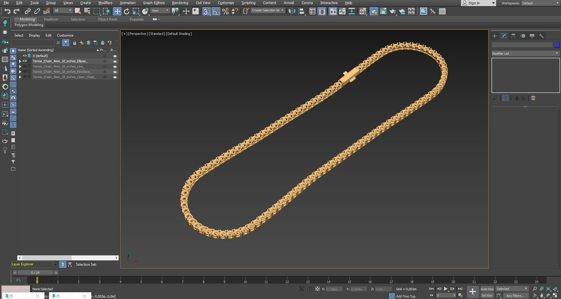 Tennis chain 4mm 3D model 3D printable | CGTrader