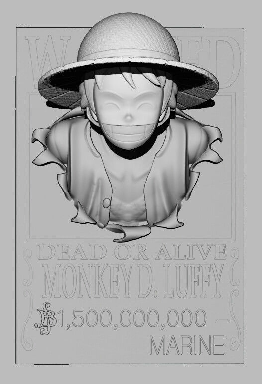 One Piece - Luffy wanted poster 3D model 3D printable | CGTrader