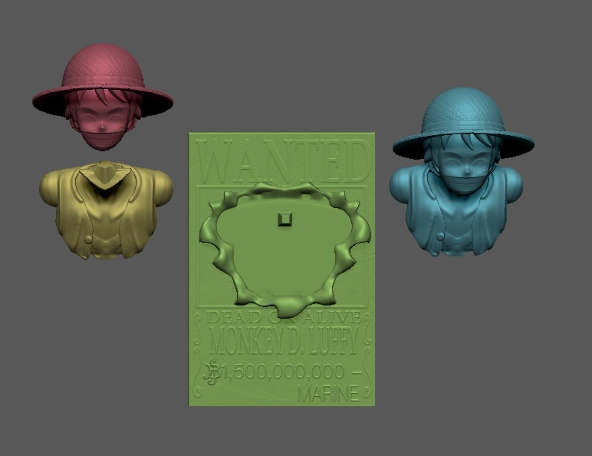 One Piece - Luffy wanted poster 3D model 3D printable | CGTrader