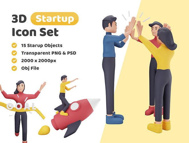 3D model Startup Icon Pack VR / AR / low-poly | CGTrader