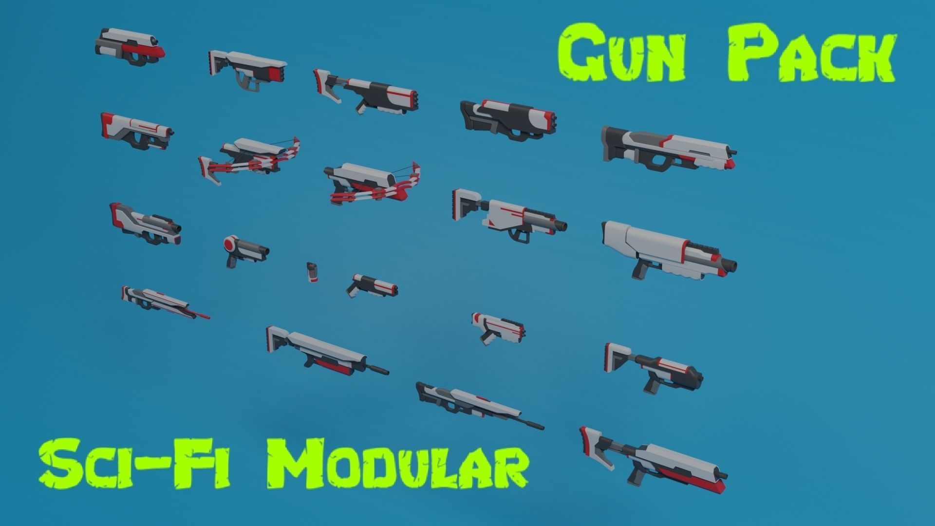 3D model Sci-Fi Modular Gun Pack Game Ready VR / AR / low-poly | CGTrader