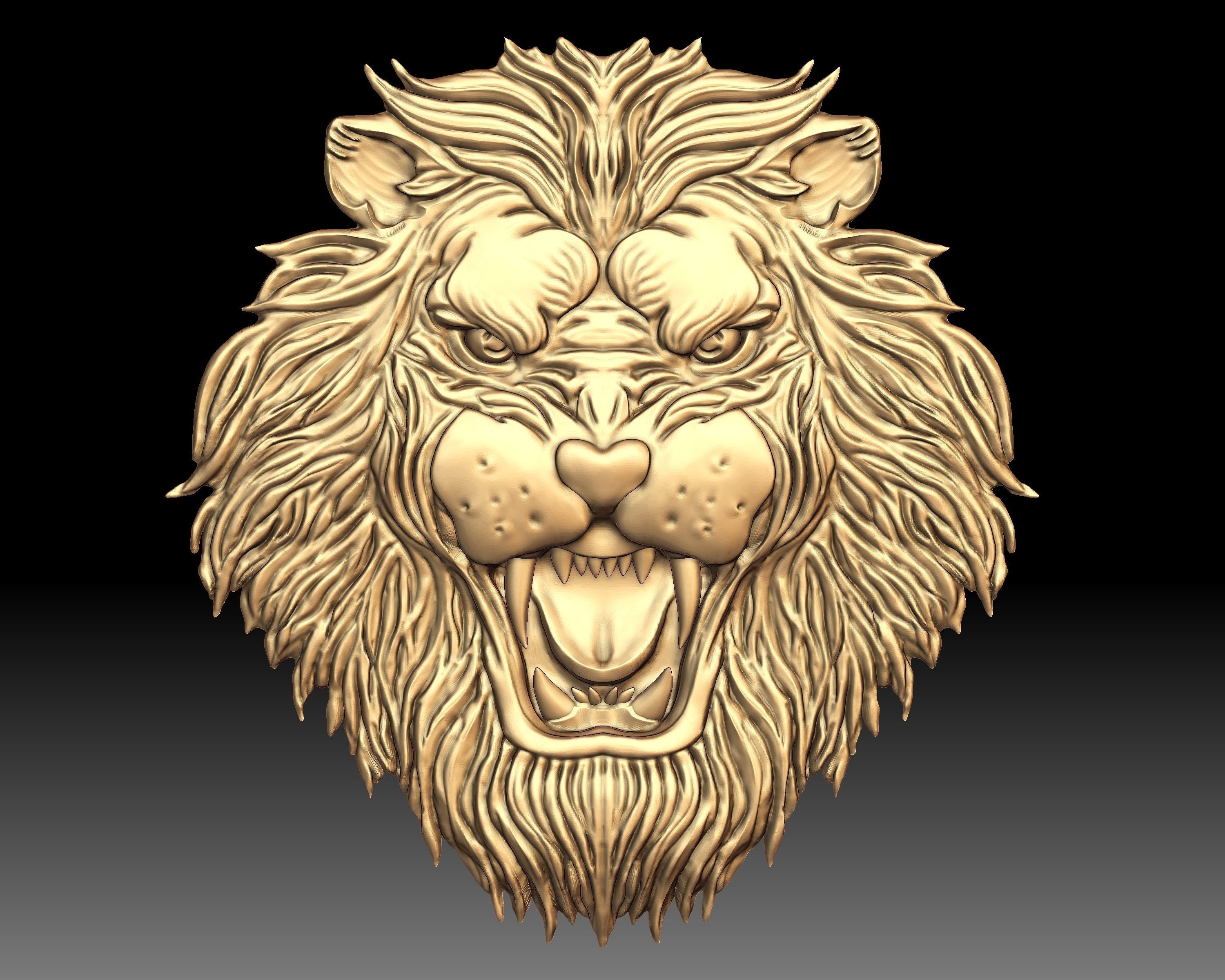 Lion Head 3D bas-relief for CNC router 3D model 3D printable | CGTrader