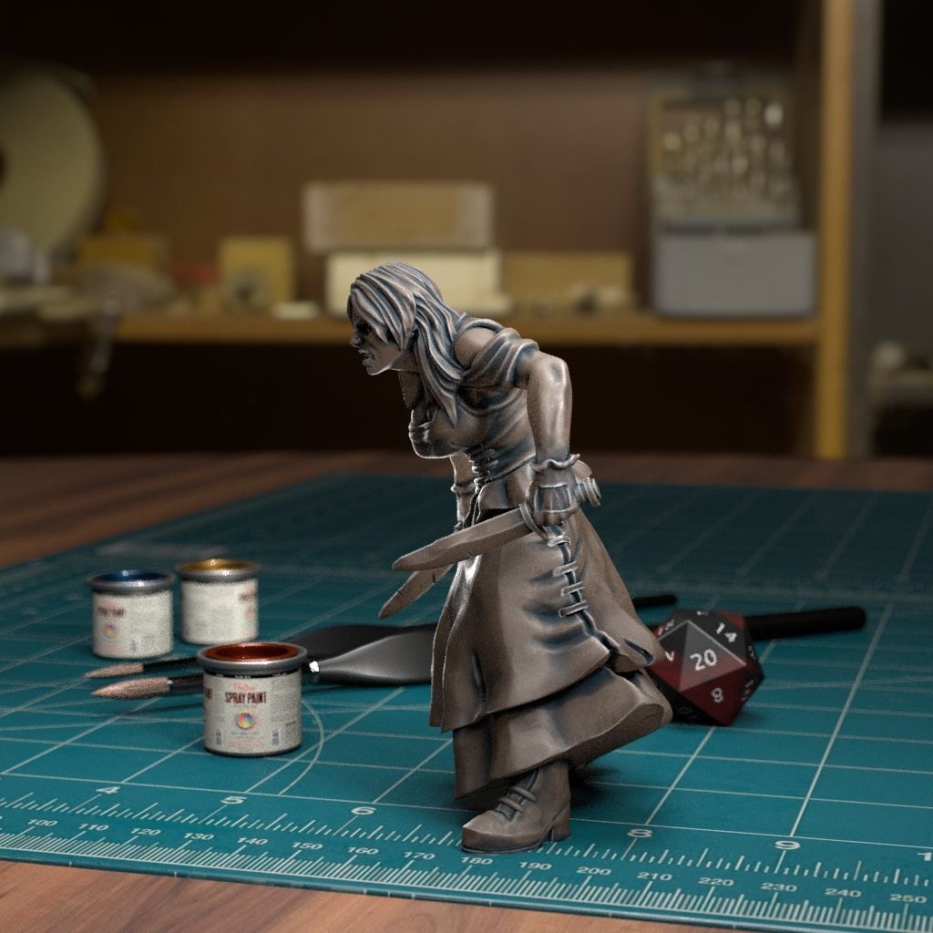Female Dagger Fighter - Pre-Supported 3D model 3D printable | CGTrader