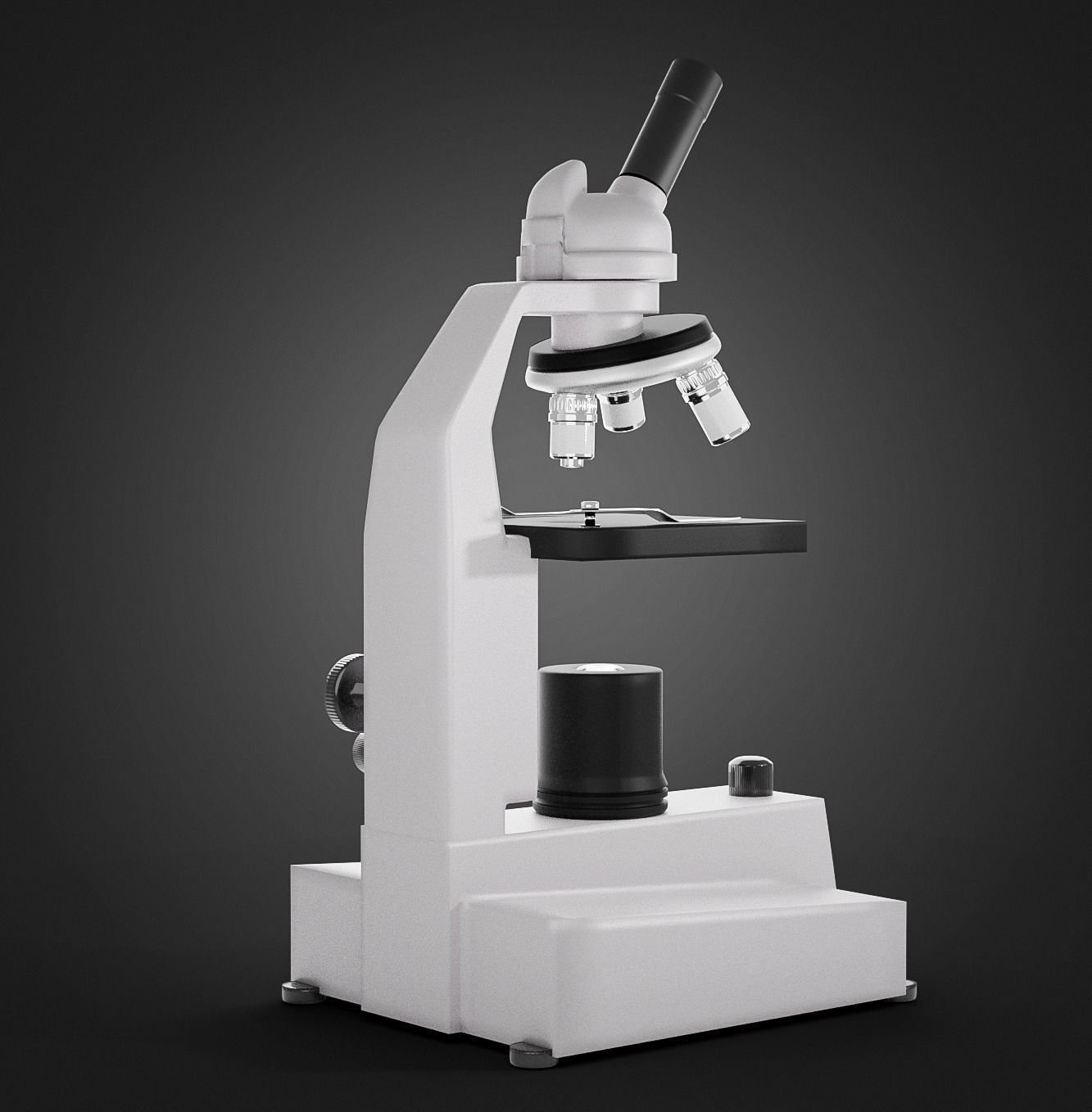 3D model Basic microscope with three viewers VR / AR / low-poly | CGTrader