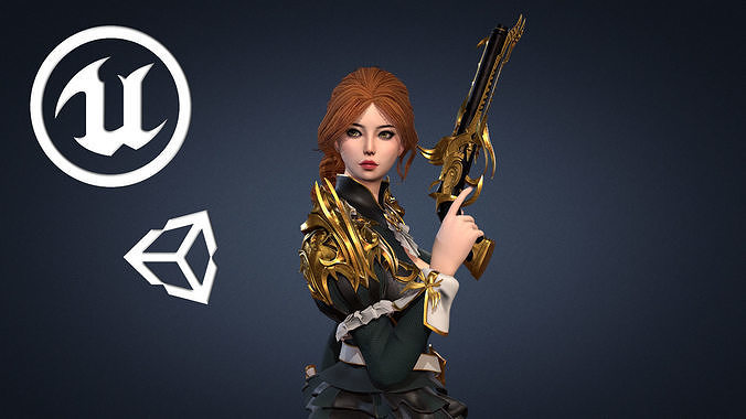 3D model Gunner Girl VR / AR / low-poly rigged | CGTrader