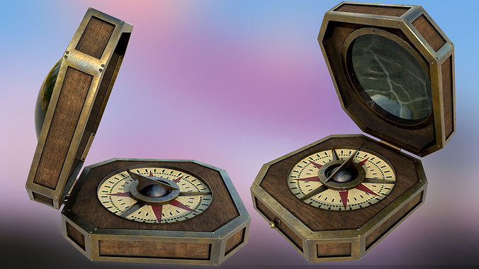 3D model Vintage compass PBR low-poly 3D model VR / AR / low-poly ...