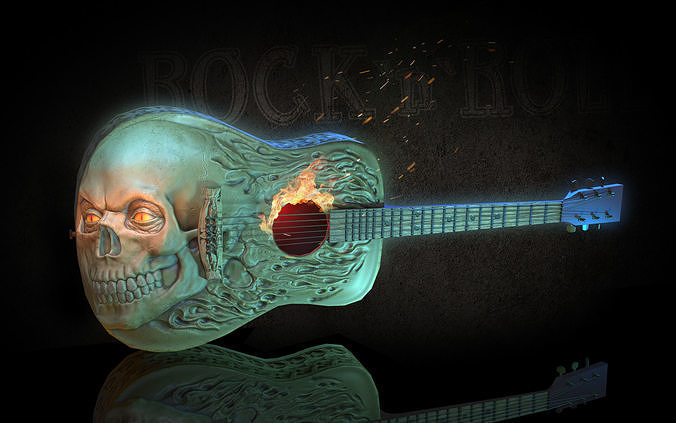3D model Skull guitar VR / AR / low-poly | CGTrader