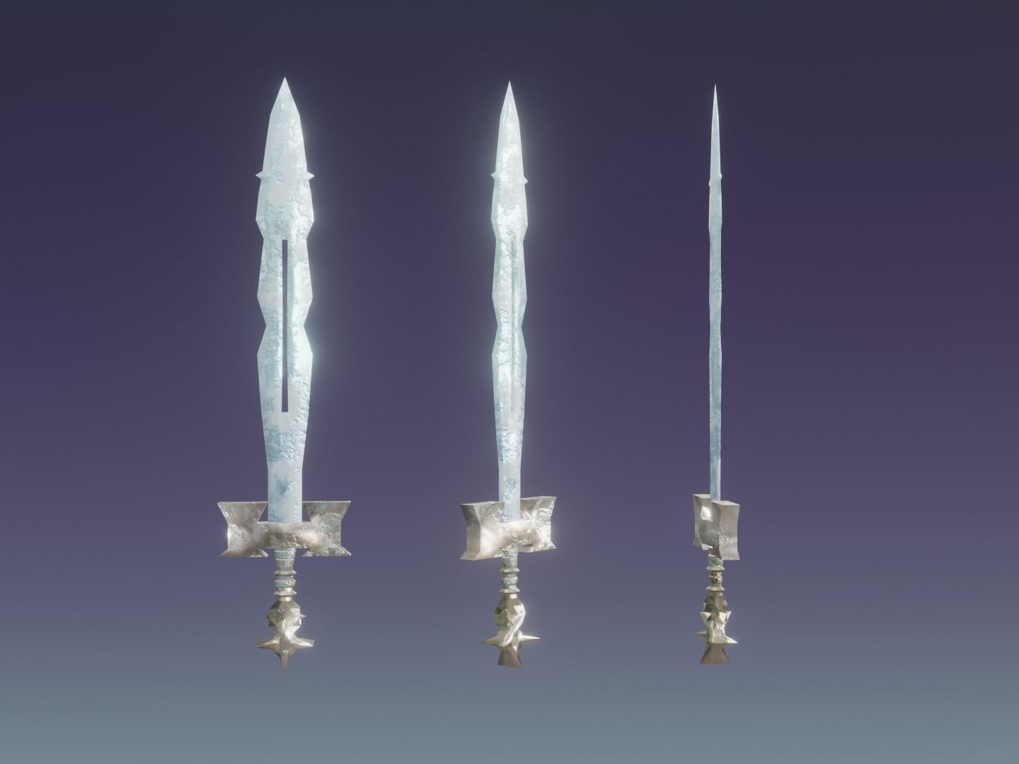 3D model Fantasy Frozen Ice Sword - Elemental Sword VR / AR / low-poly ...