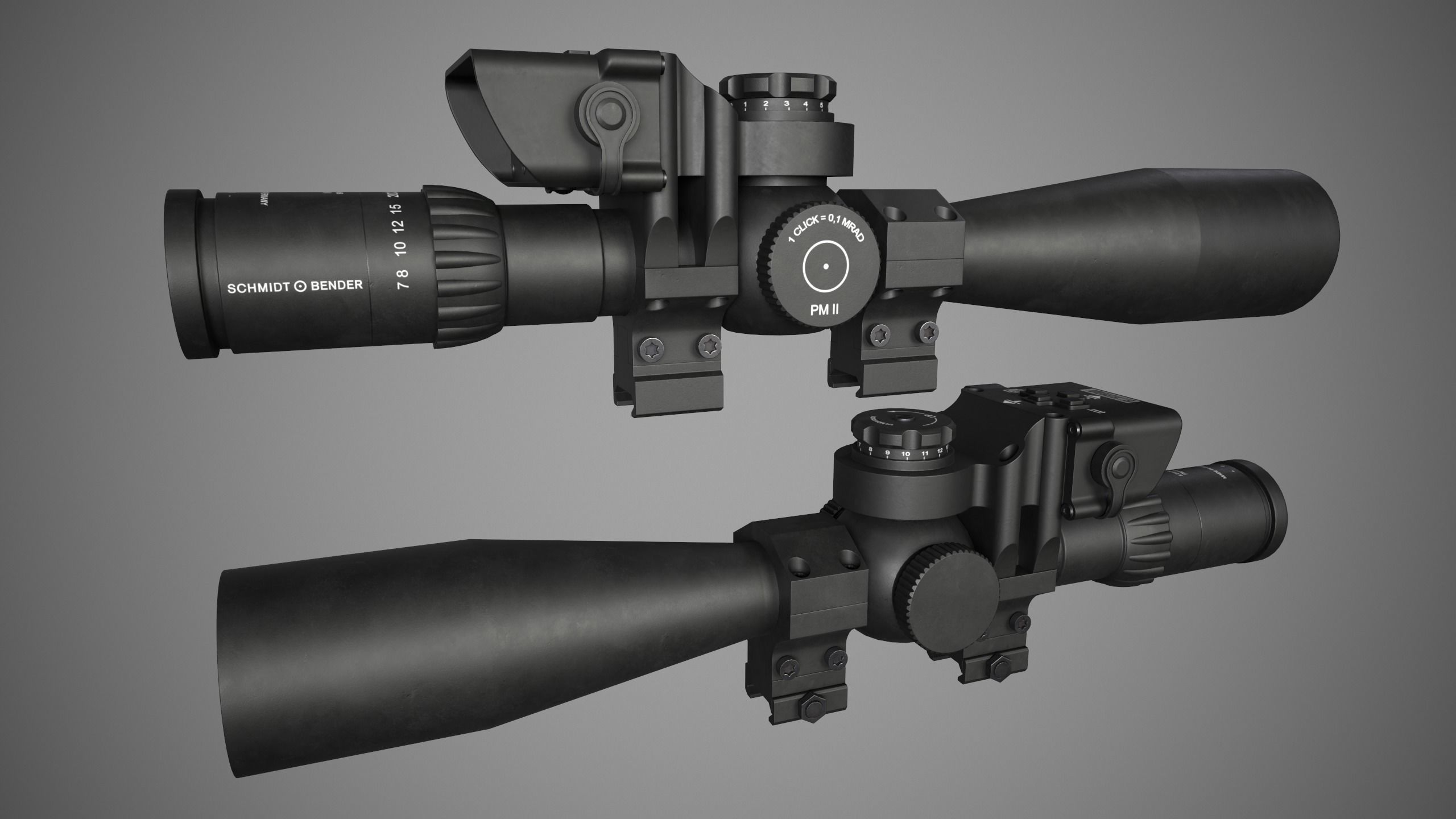3D model Barrett BORS with Scope Leupold Mark 4-14x50mm VR / AR / low ...