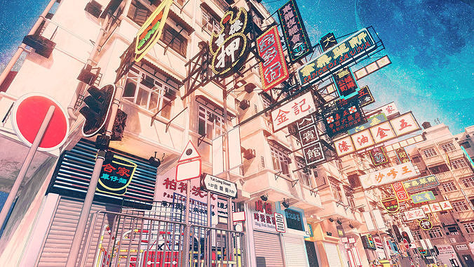 Hong Kong Street V2-1 3D model | CGTrader