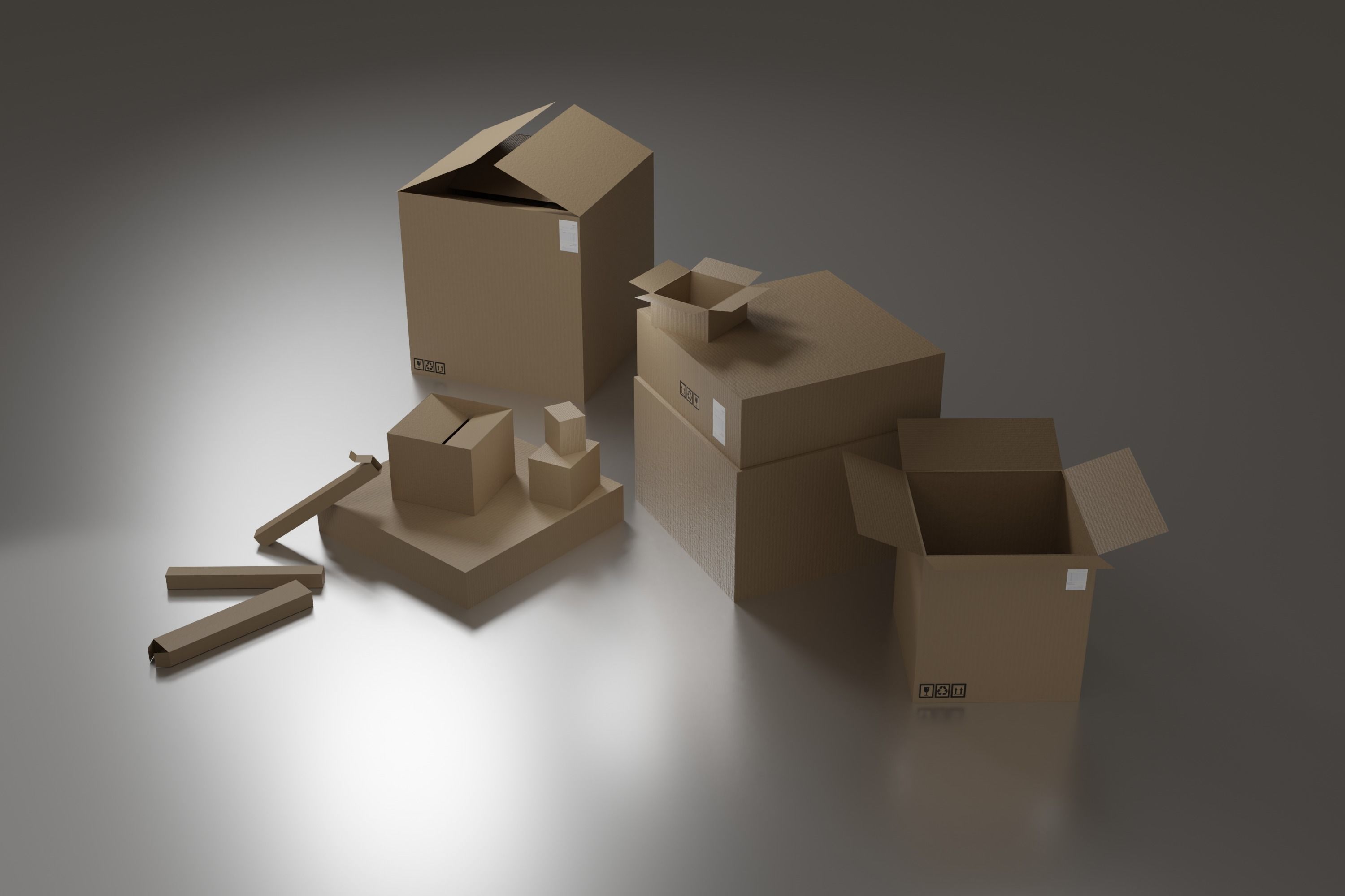 3D model Lowpoly Cardboard Boxes VR / AR / low-poly | CGTrader