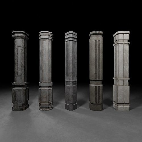 Brutalist Pillars 3D model | CGTrader