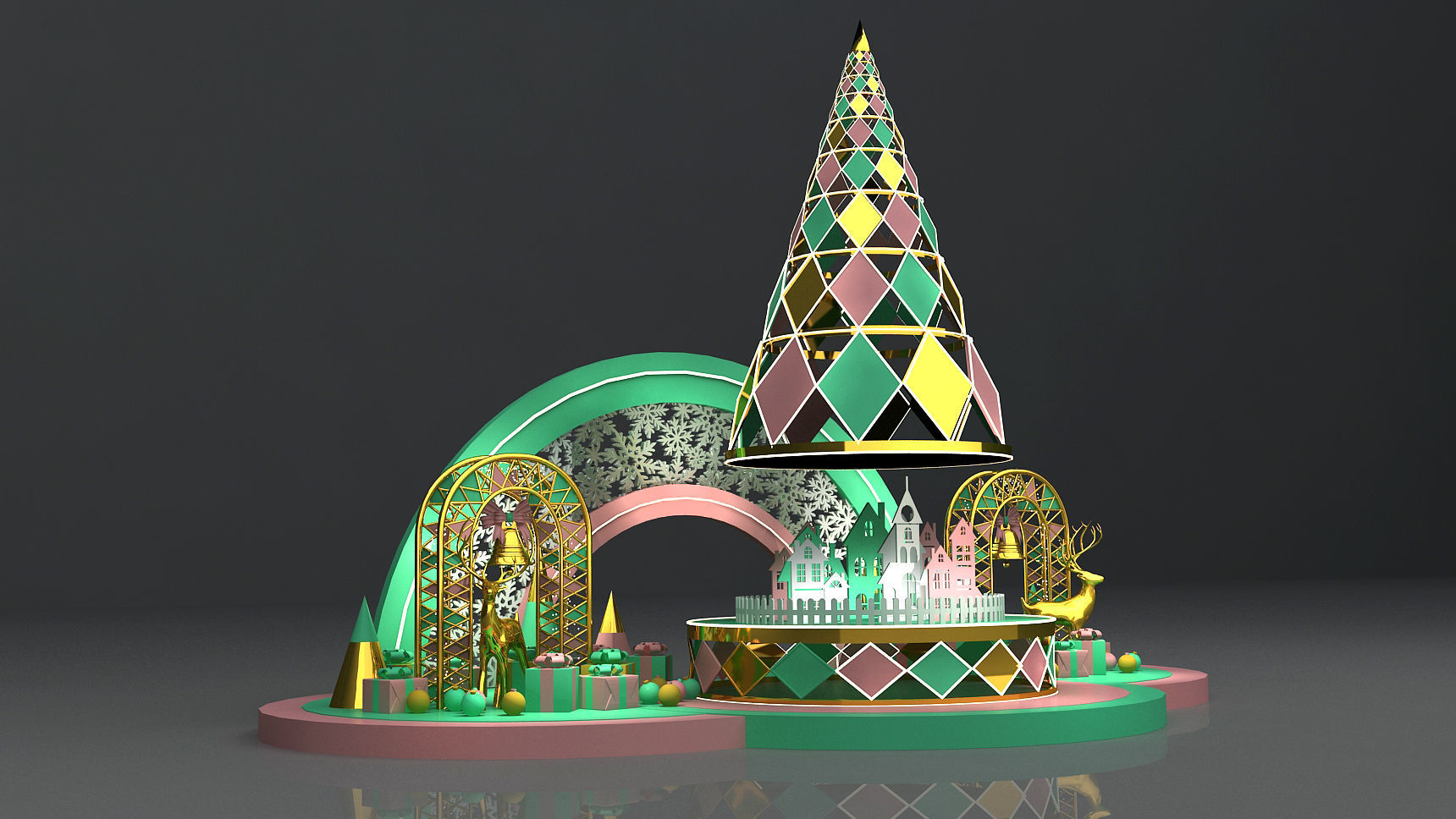 merry Christmas mall installation 3d 3D model | CGTrader