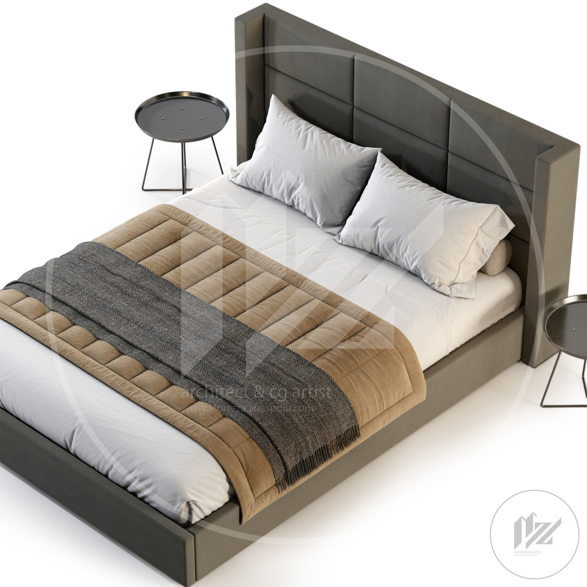 Rh Mdena Rectangular Bed 3D model | CGTrader