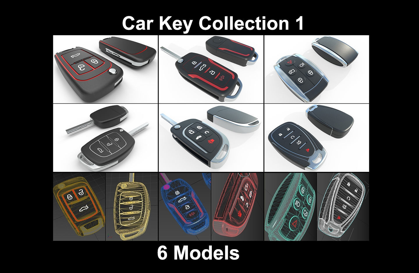 Car Key Collection 1 - 6 Keys | CGTrader