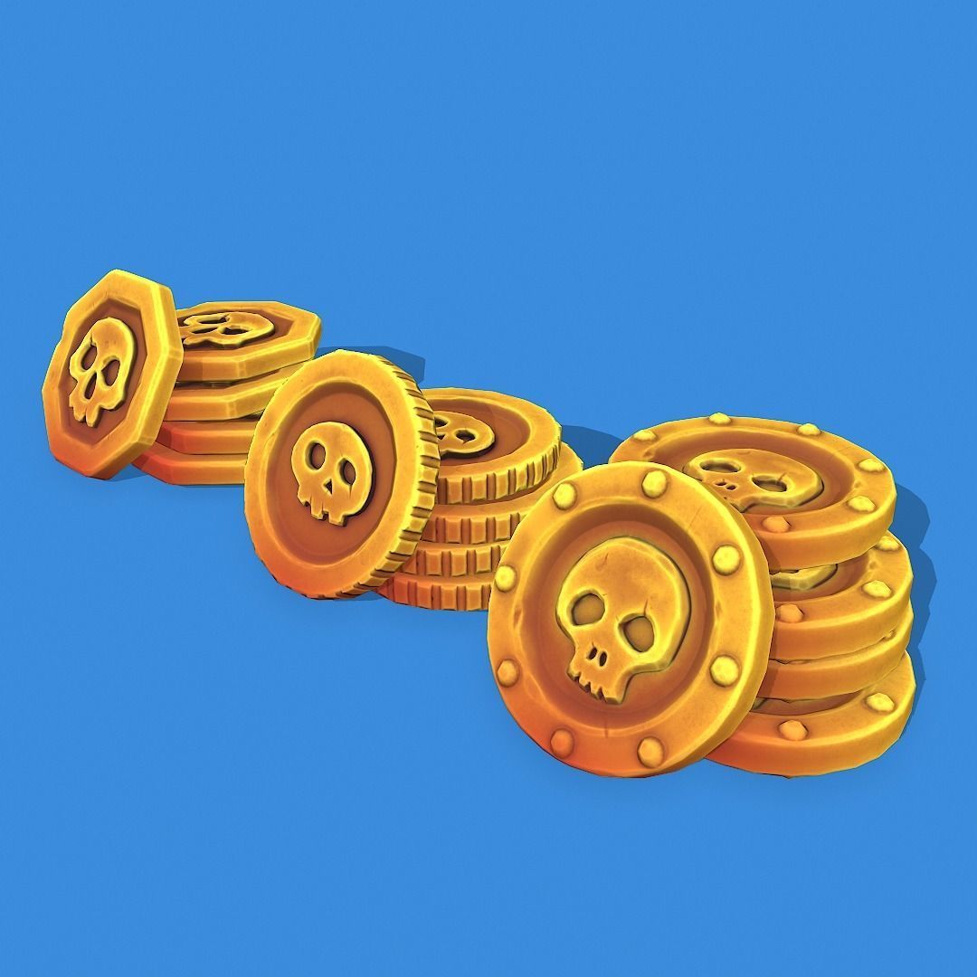 3D model Stylized Pirate Coins Pbr VR / AR / low-poly | CGTrader