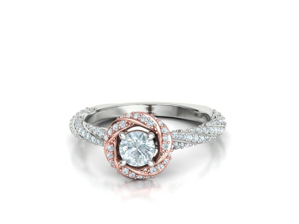 Engagement Ring Round Halo Twisted design Half Carat Stone 3D model 3D ...