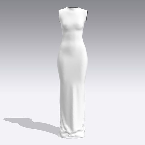 DRESS WHITE BASIC LOOK MODERN STYLE 3D model | CGTrader