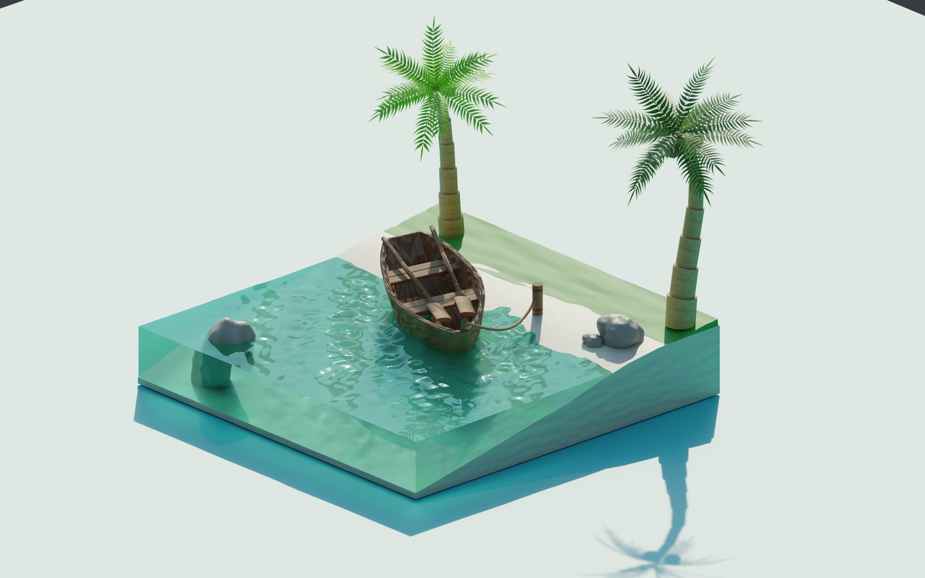 3D model Low poly sand beach diorama VR / AR / low-poly | CGTrader