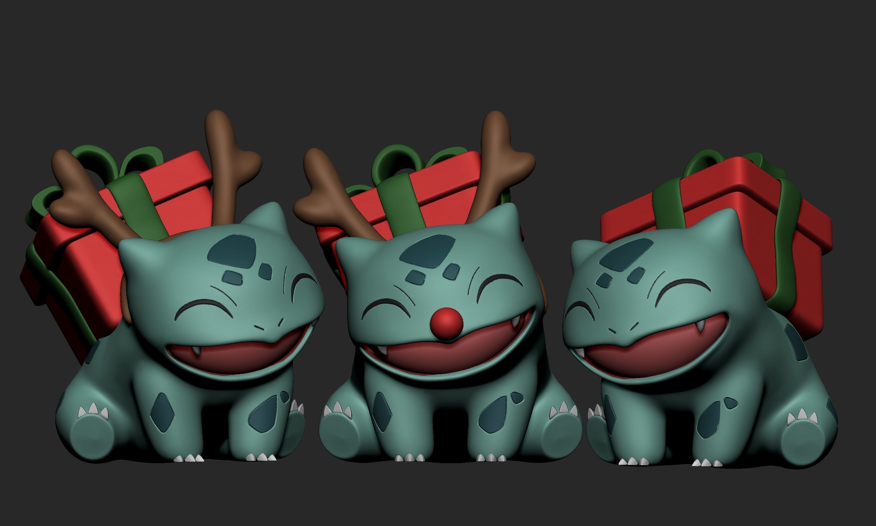 Pokemon - Christmas Bulbasaur with 3 versions 3D model 3D printable ...