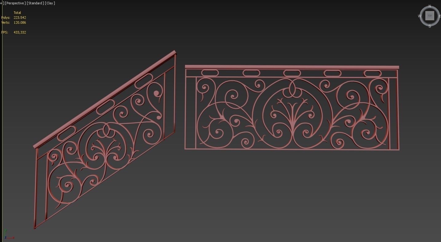 classic style metal wrought iron railing set 3D model | CGTrader