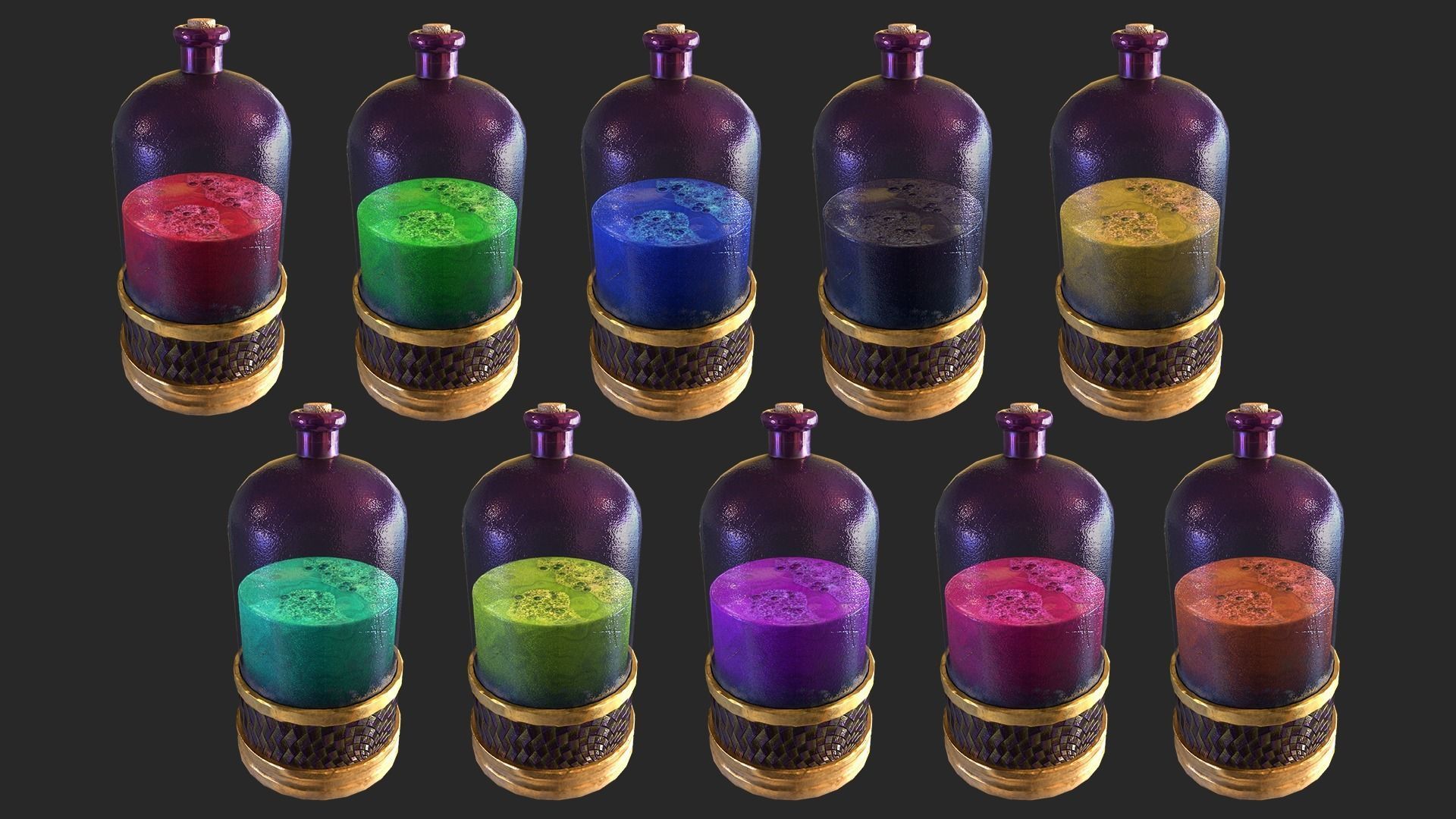 3D model Health Potion Bottle Set VR / AR / low-poly | CGTrader