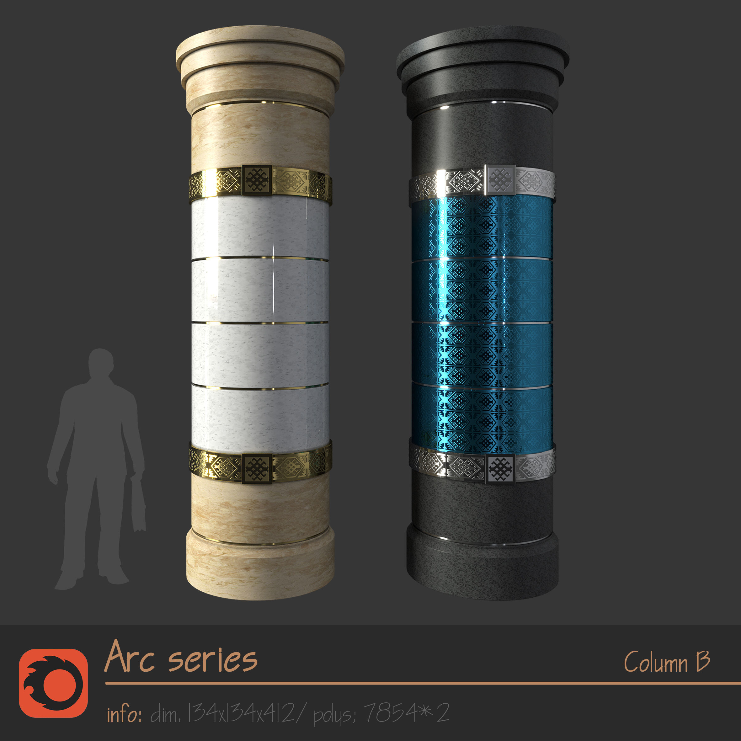 Arc series - Column B free 3D model | CGTrader