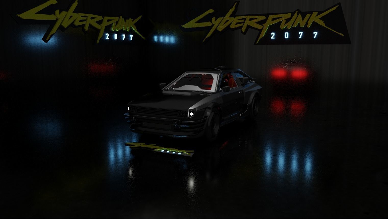 Cyber car free 3D model rigged | CGTrader