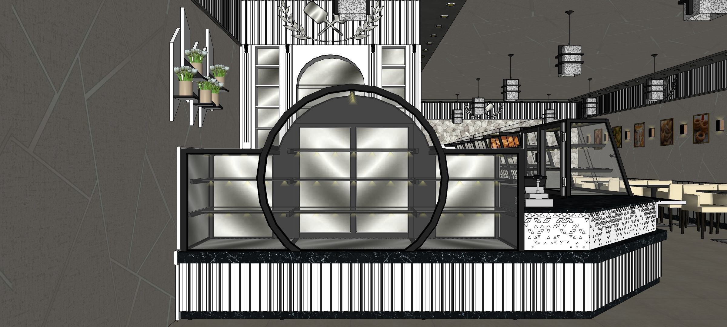 bakery pastry display cases patisserie oven bread shop 3D model | CGTrader