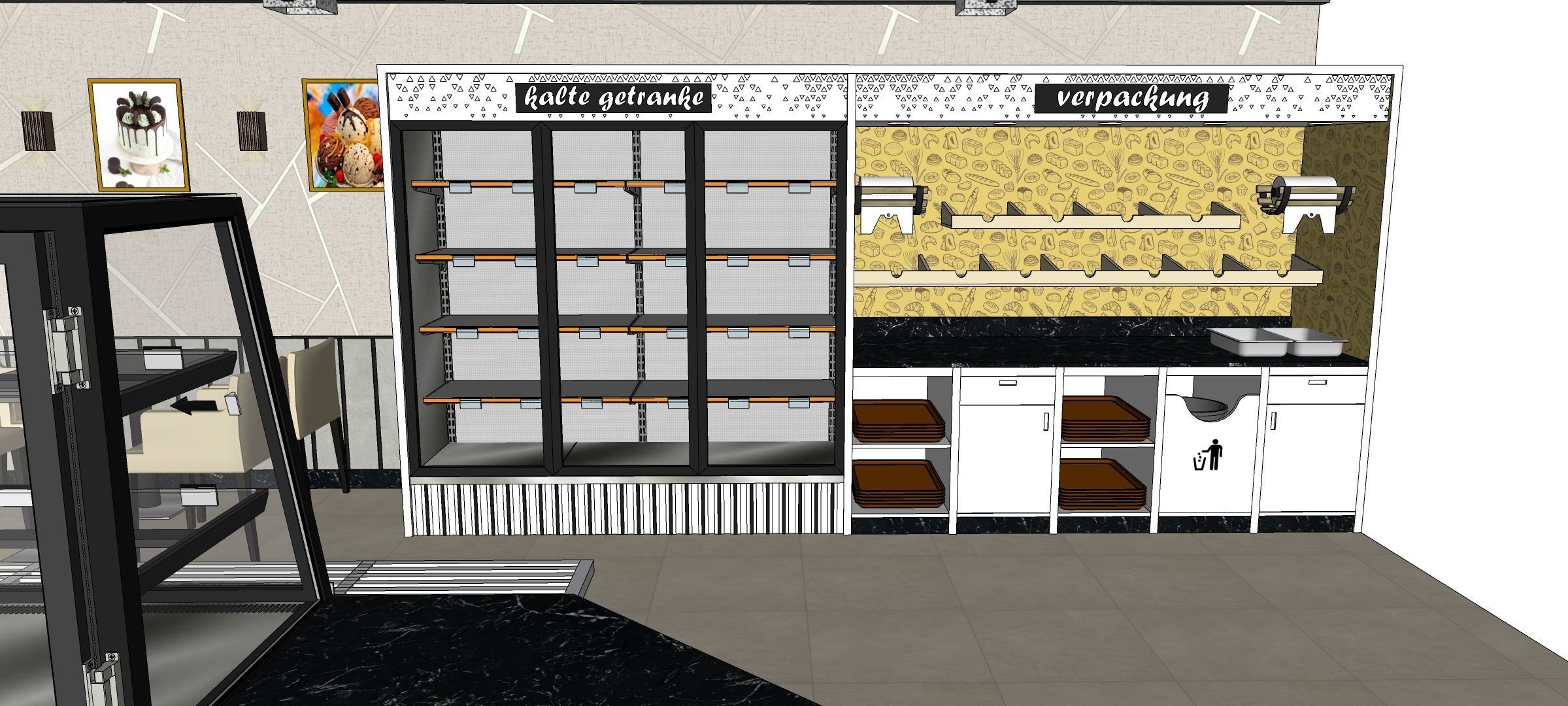 bakery pastry display cases patisserie oven bread shop 3D model | CGTrader