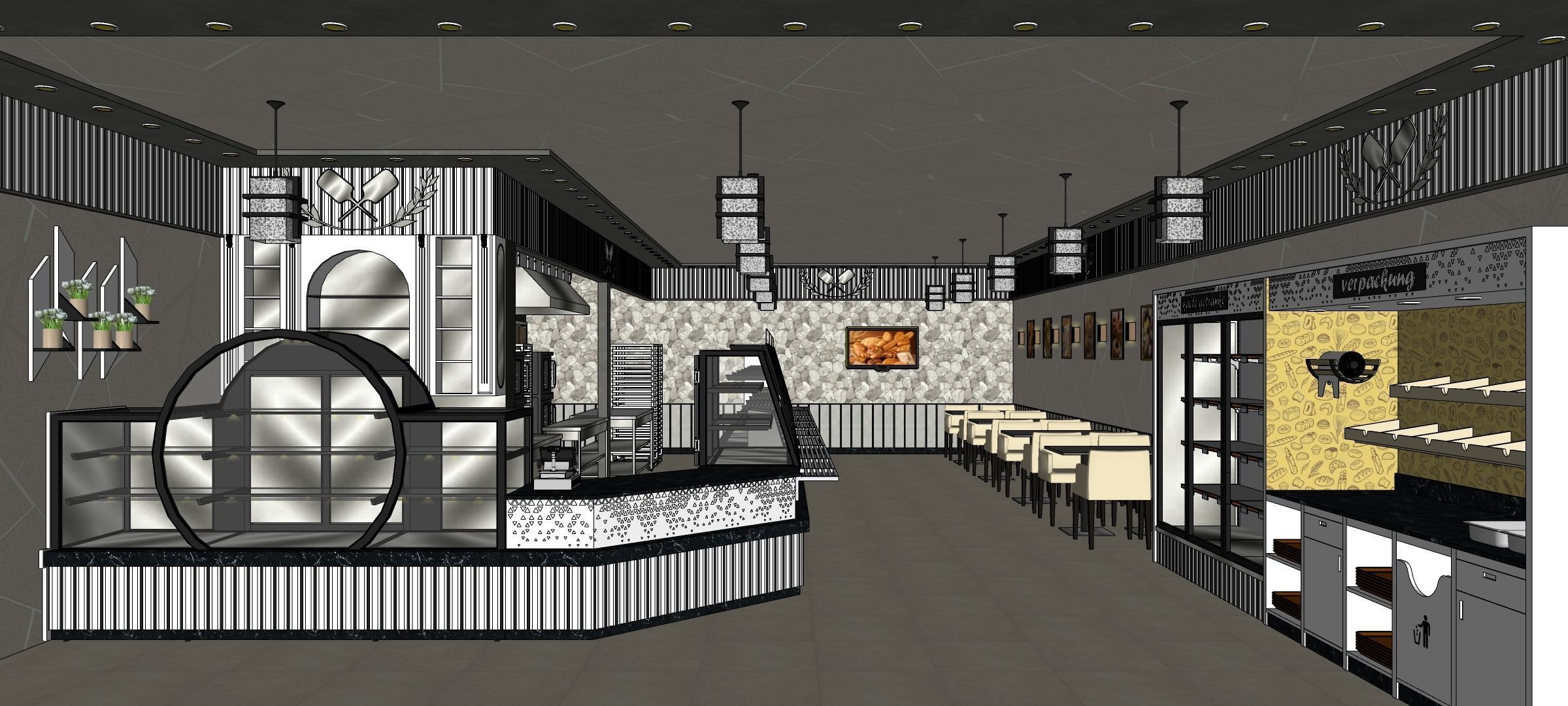 bakery pastry display cases patisserie oven bread shop 3D model | CGTrader