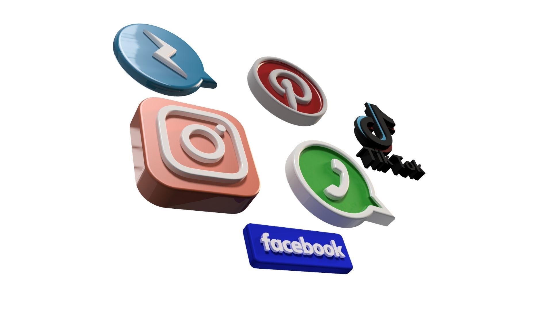 SOCIAL MEDIA LOGOS 3D model 3D printable | CGTrader