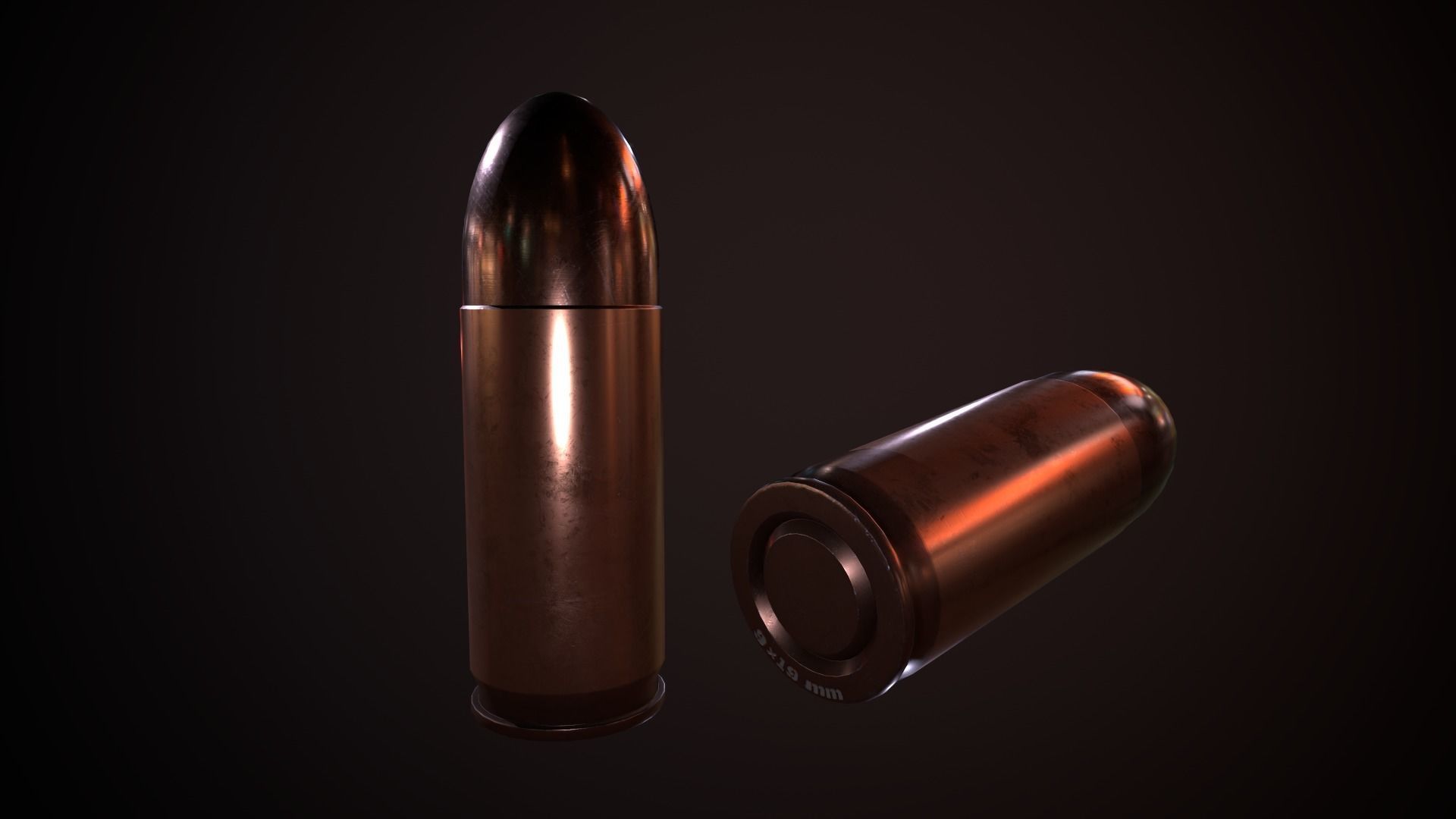 3D model Bullet Pistol cartridge 9x19 mm PBR low-poly game ready VR / AR / low-poly | CGTrader