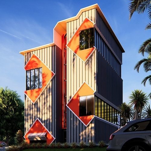 Modern Building N17 3D model animated rigged | CGTrader