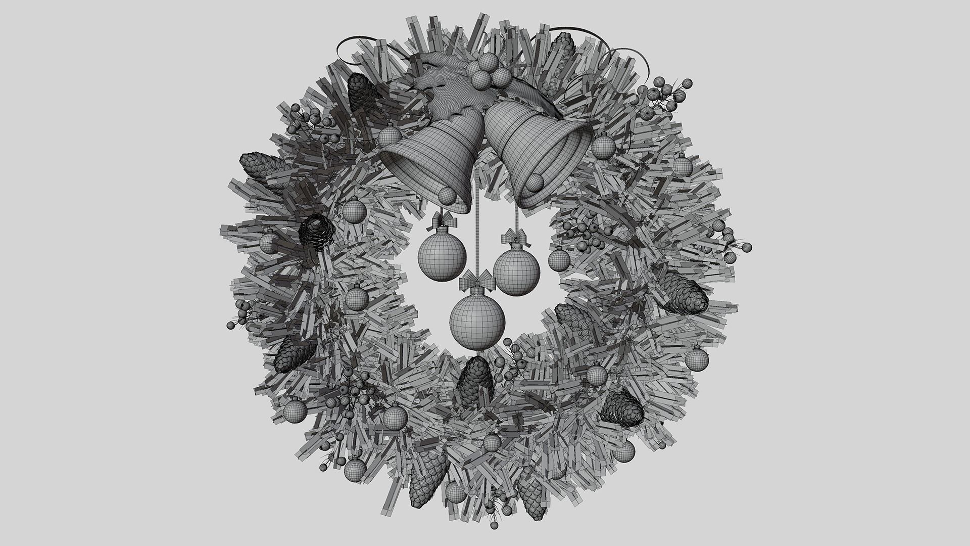 Christmas Wreath With Bells free 3D model | CGTrader