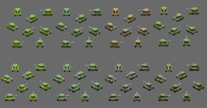 3D model 2 Animated Tanks hand-painted VR / AR / low-poly | CGTrader