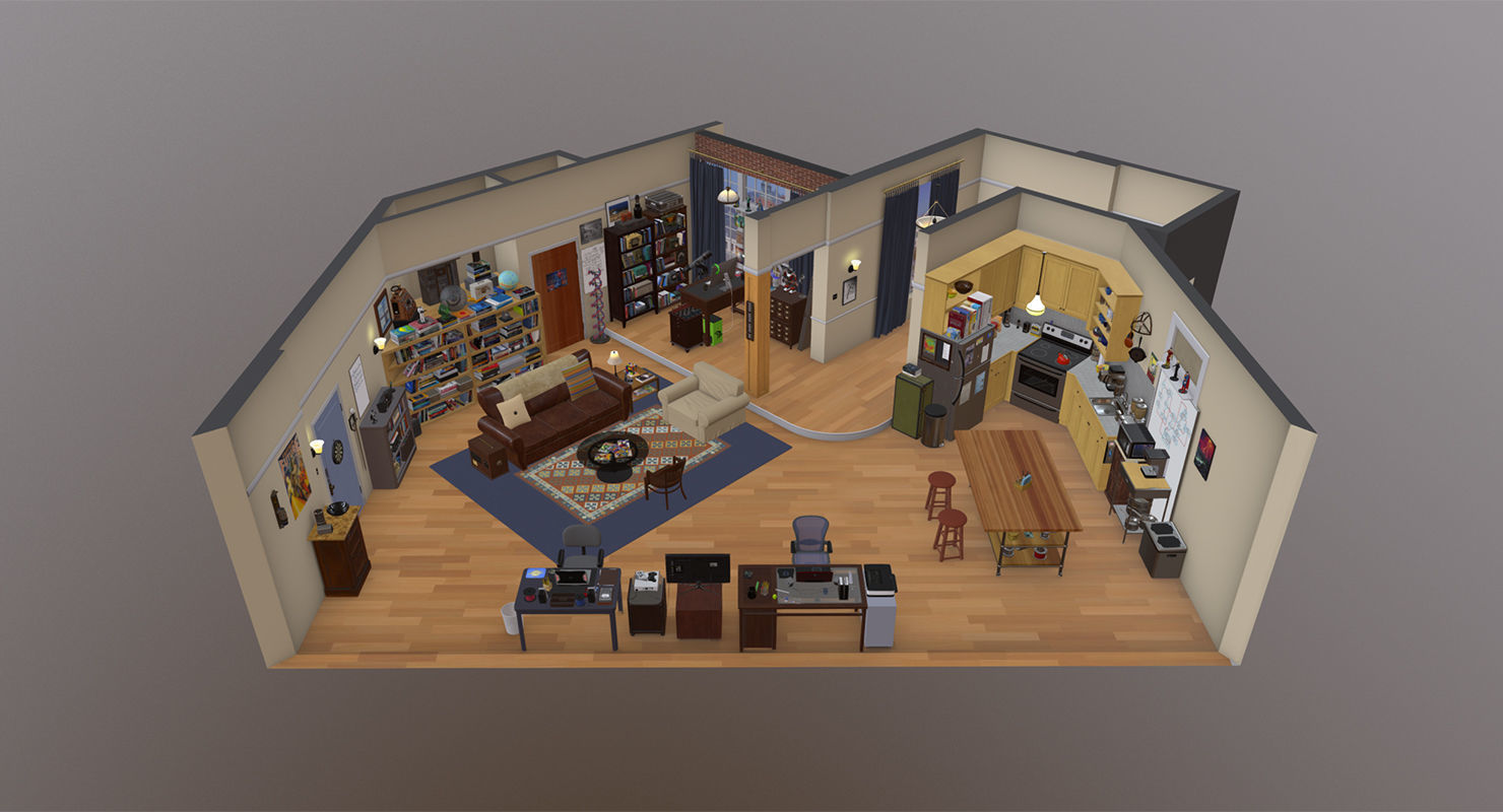 3D model TBBT Sheldon Living room VR / AR / low-poly | CGTrader