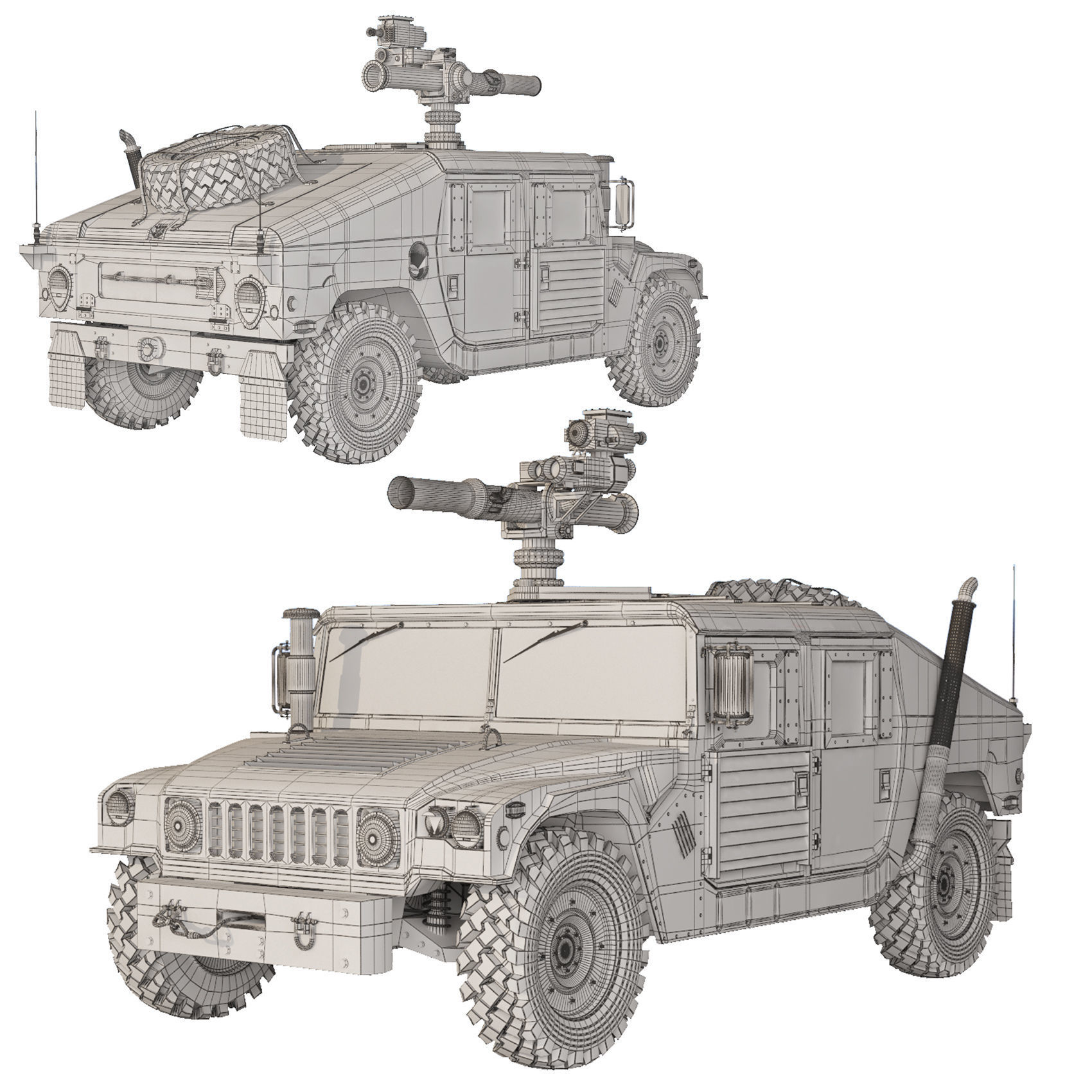 Humvee Military M1046 TOW Missile 2006 3D model | CGTrader