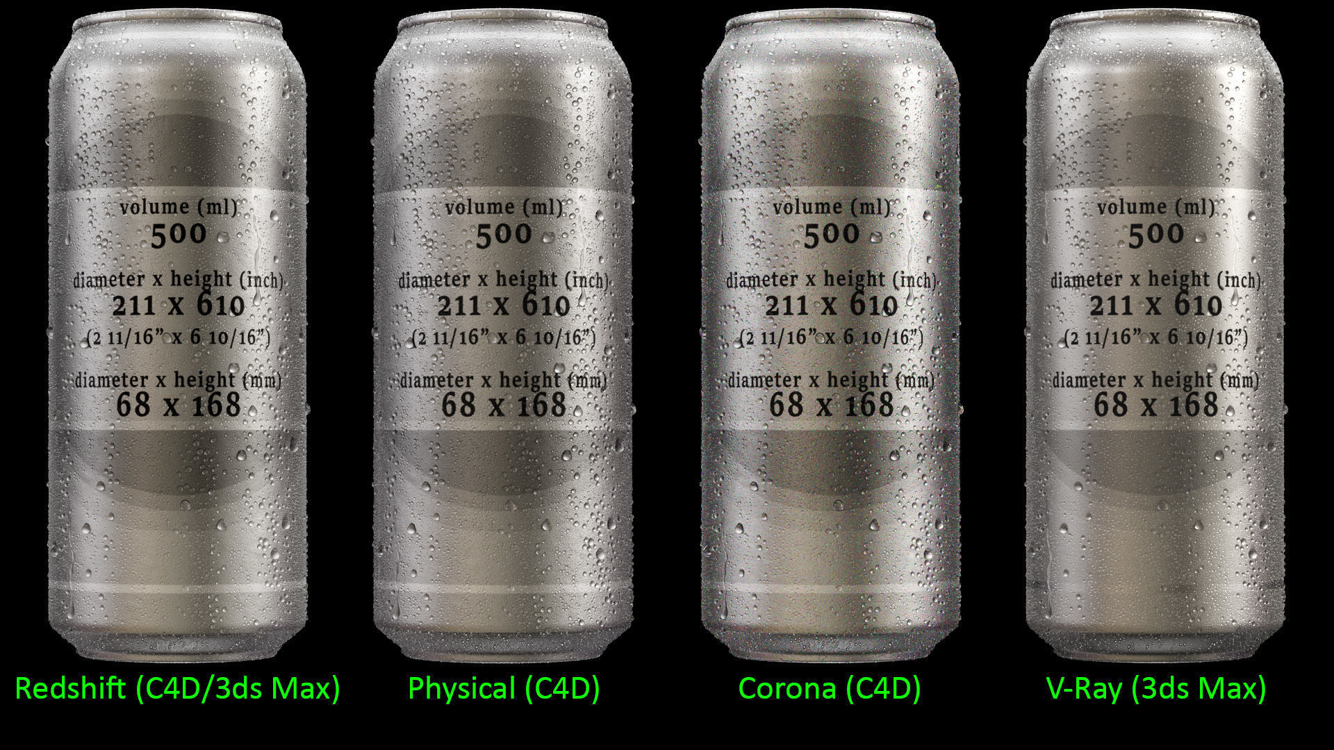 Standard 500ml Beverage Can with Dense Water Drops 3D model | CGTrader