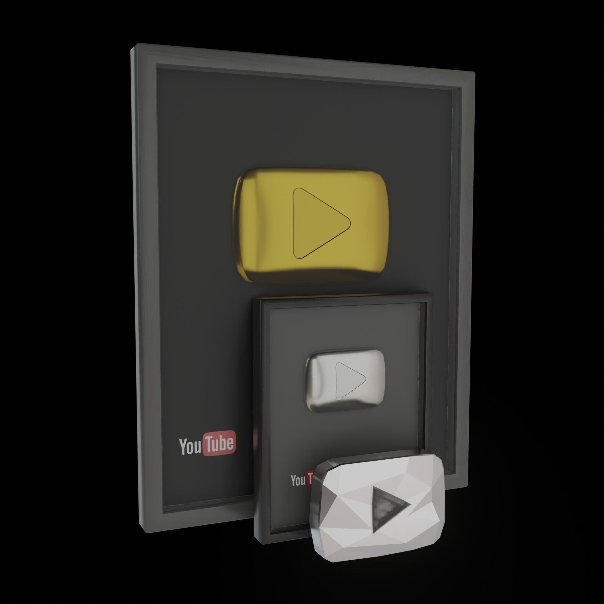 YouTube Play Buttons old 3D model | CGTrader