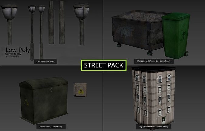3D Model Collection Street Pack - Game Ready VR / AR / low-poly | CGTrader