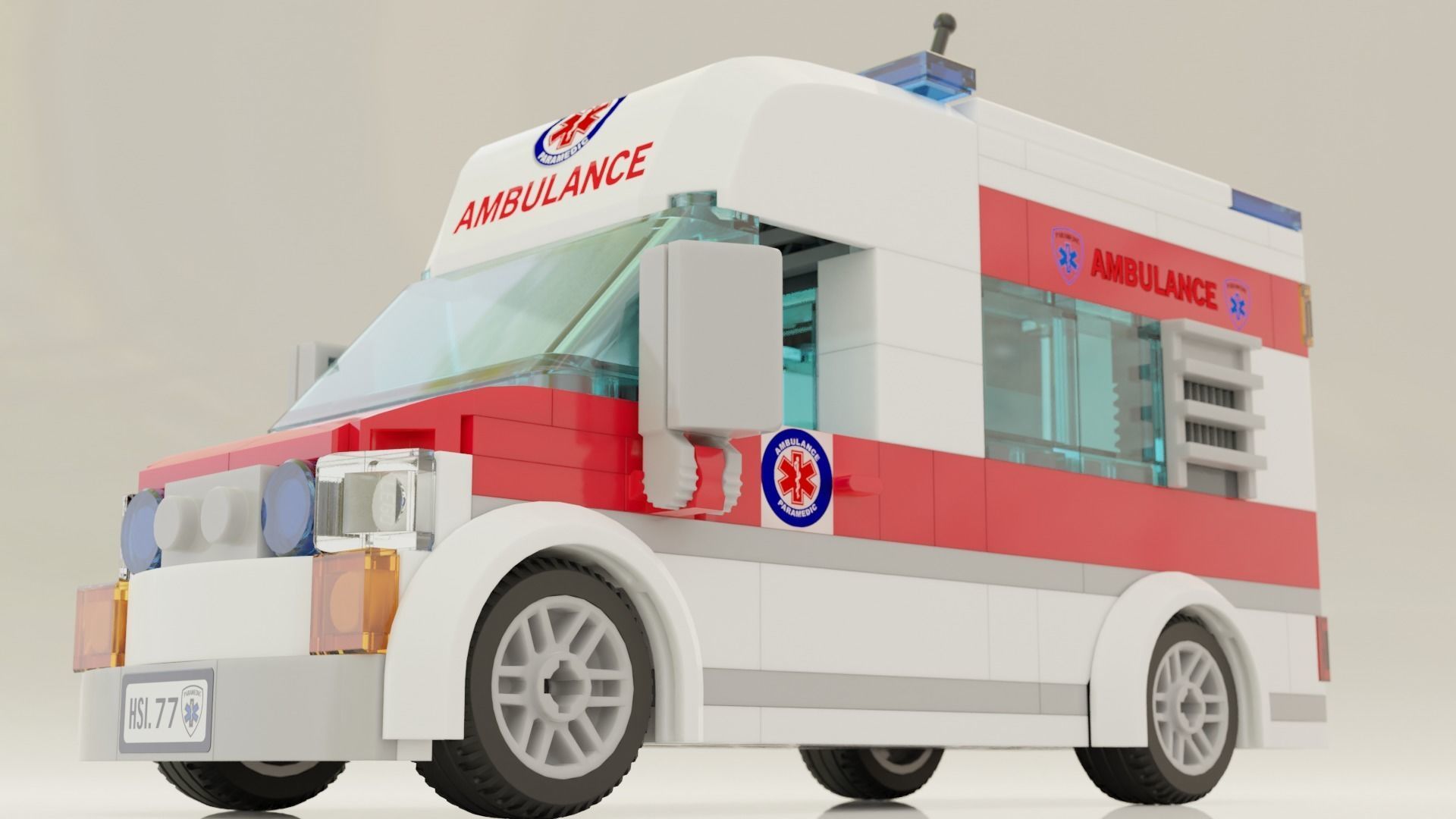 Lego Ambulance and paramedics squad 3D model rigged | CGTrader