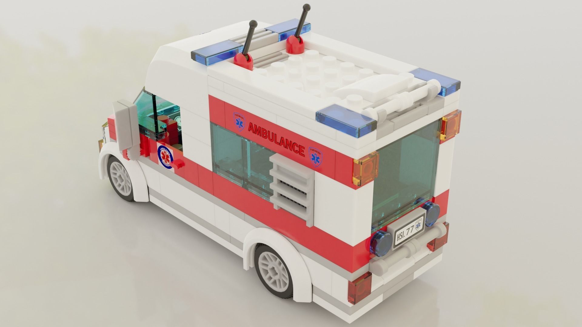 Lego Ambulance and paramedics squad 3D model rigged | CGTrader