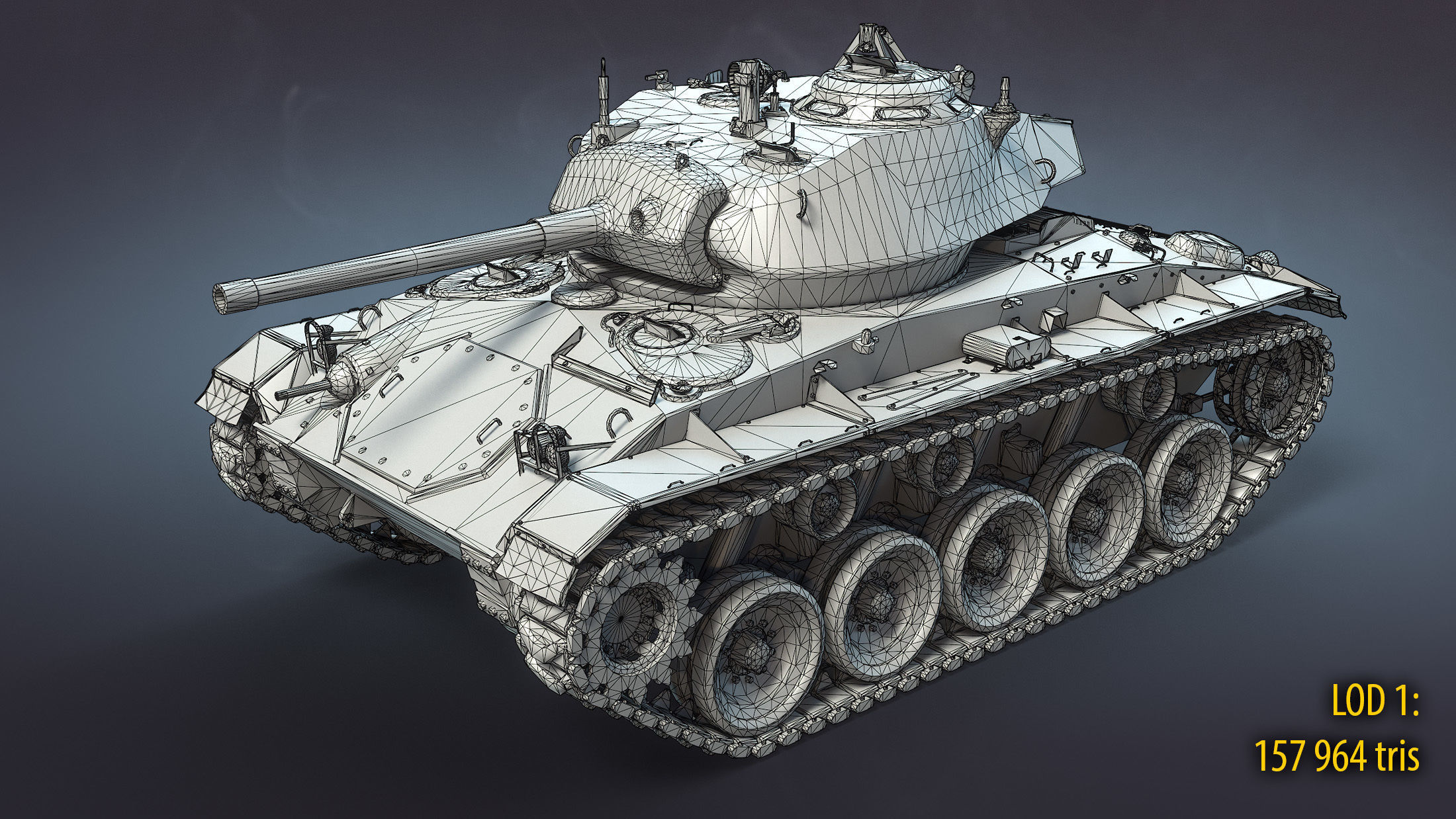 3D model M24 Chaffee VR / AR / low-poly | CGTrader