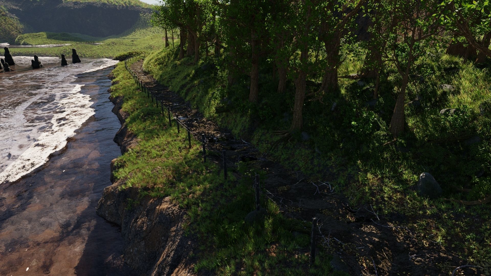 Path Near Ocean Scene 3D model animated | CGTrader