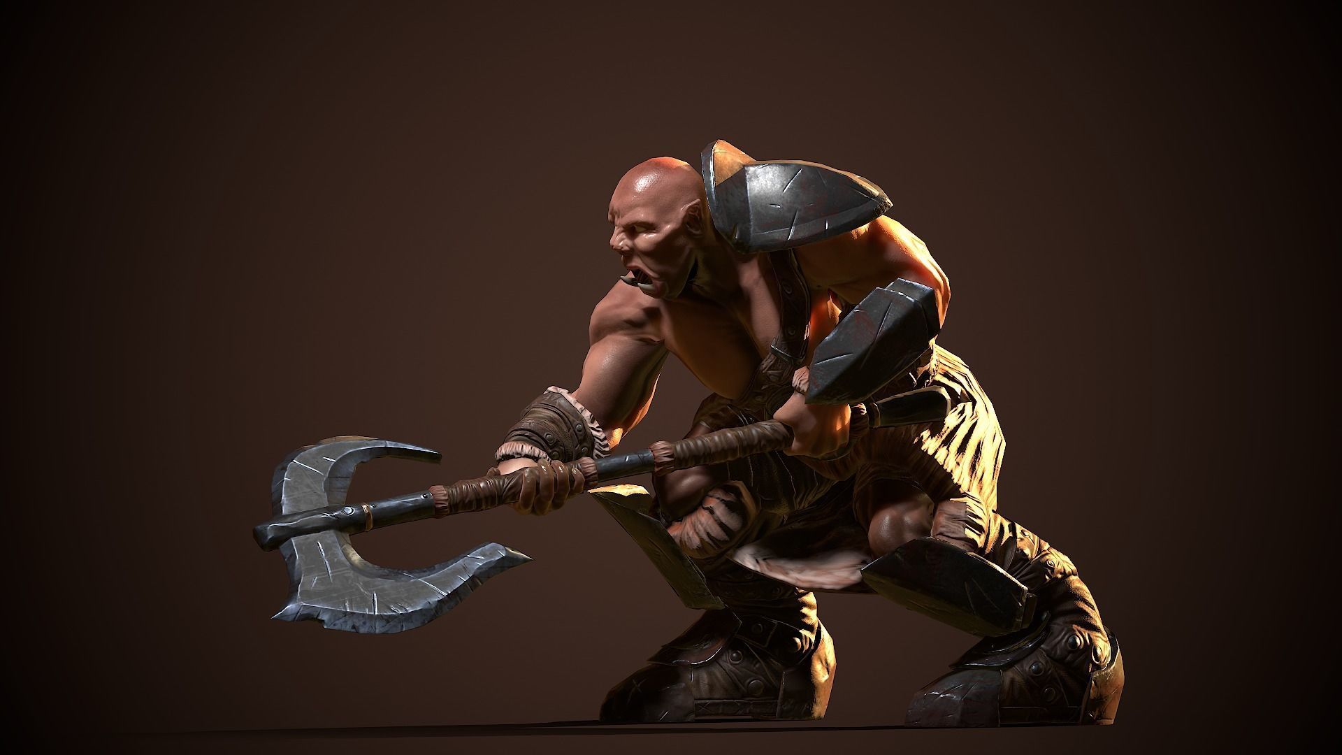 Orc with axe Low-poly 3D model free VR / AR / low-poly 3D model ...