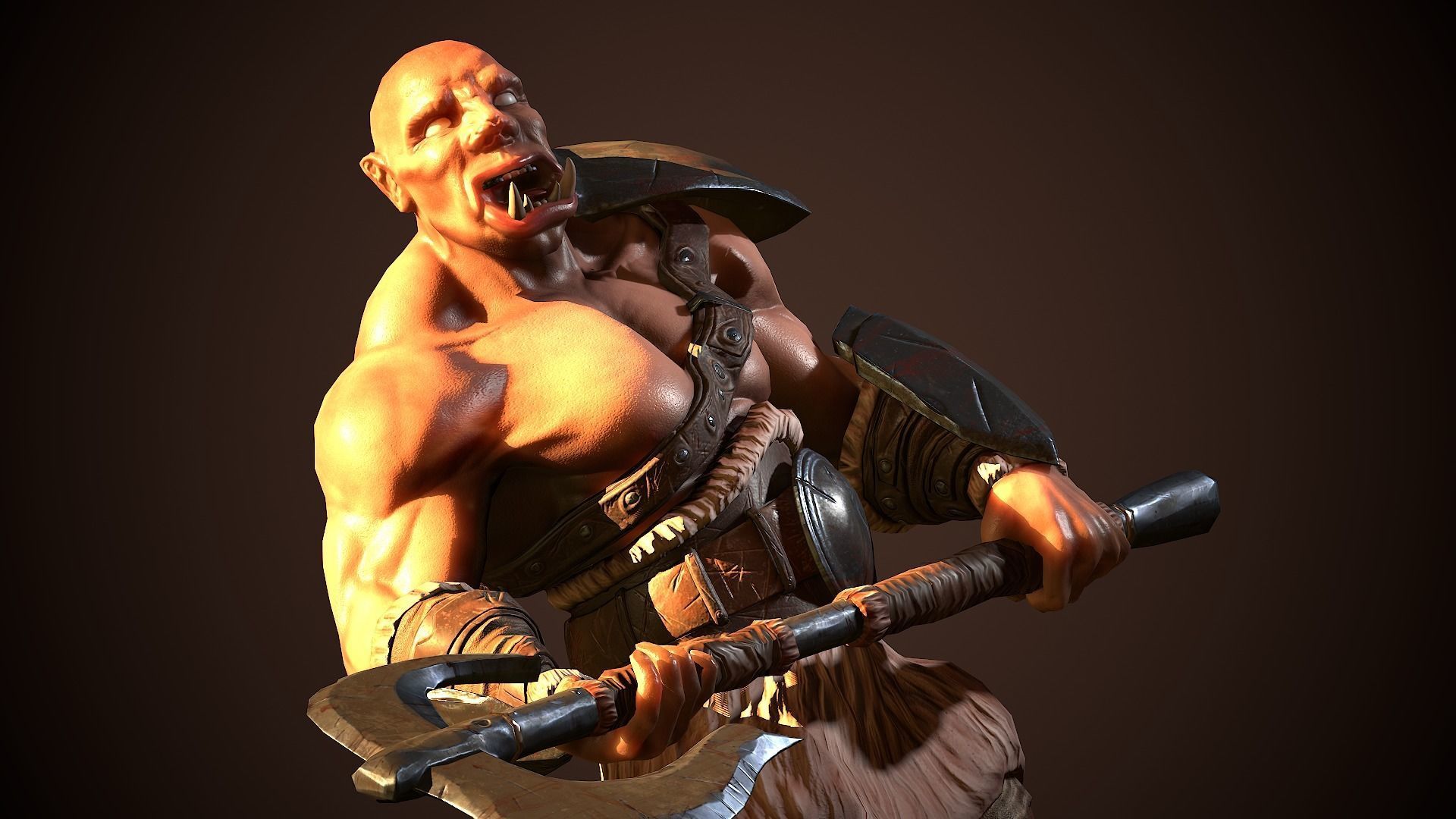 Orc with axe Low-poly 3D model free VR / AR / low-poly 3D model ...