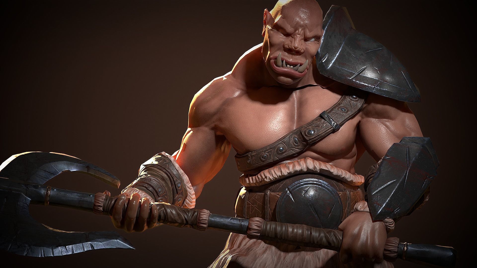 Orc with axe Low-poly 3D model free VR / AR / low-poly 3D model ...