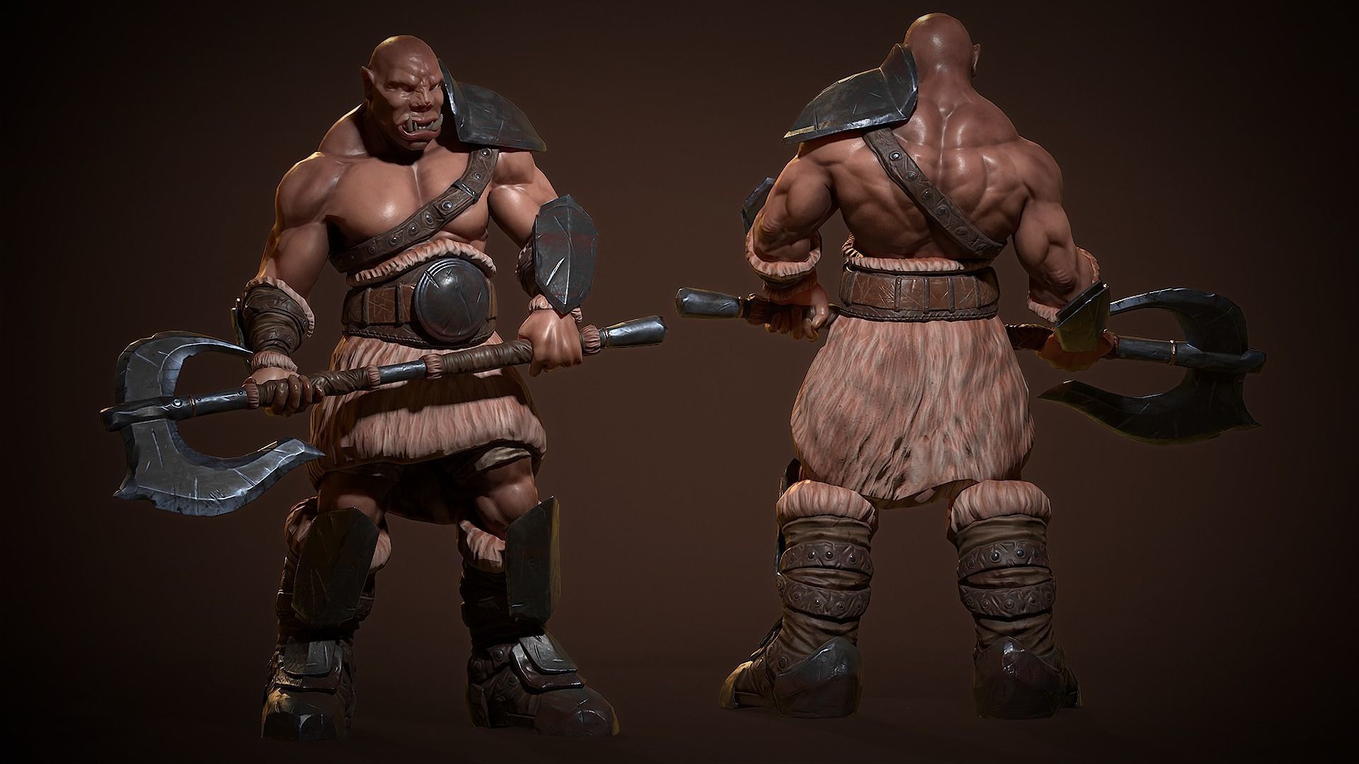 Orc with axe Low-poly 3D model free VR / AR / low-poly 3D model ...