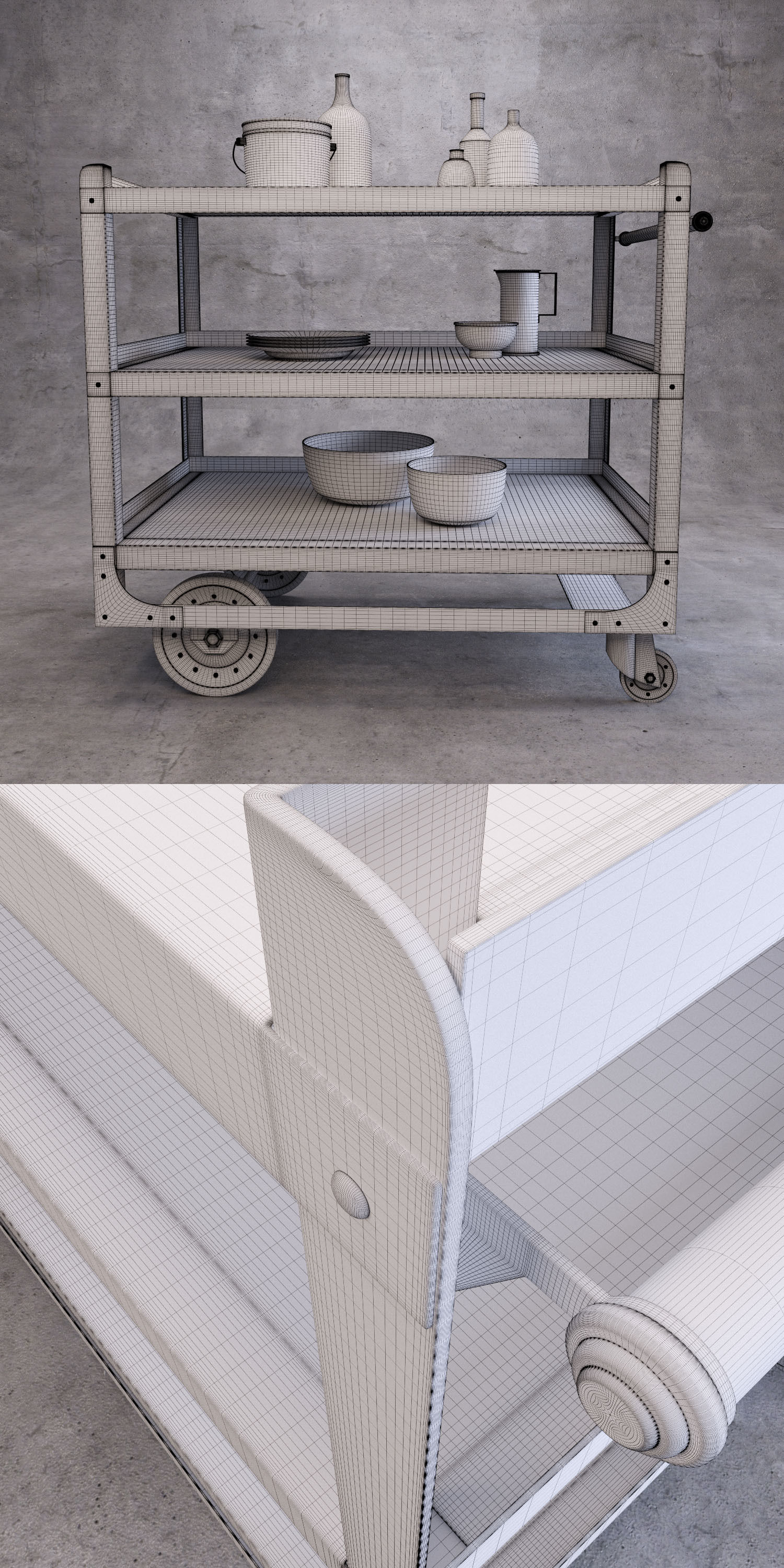RH Industrial steel bar cart 3D model | CGTrader